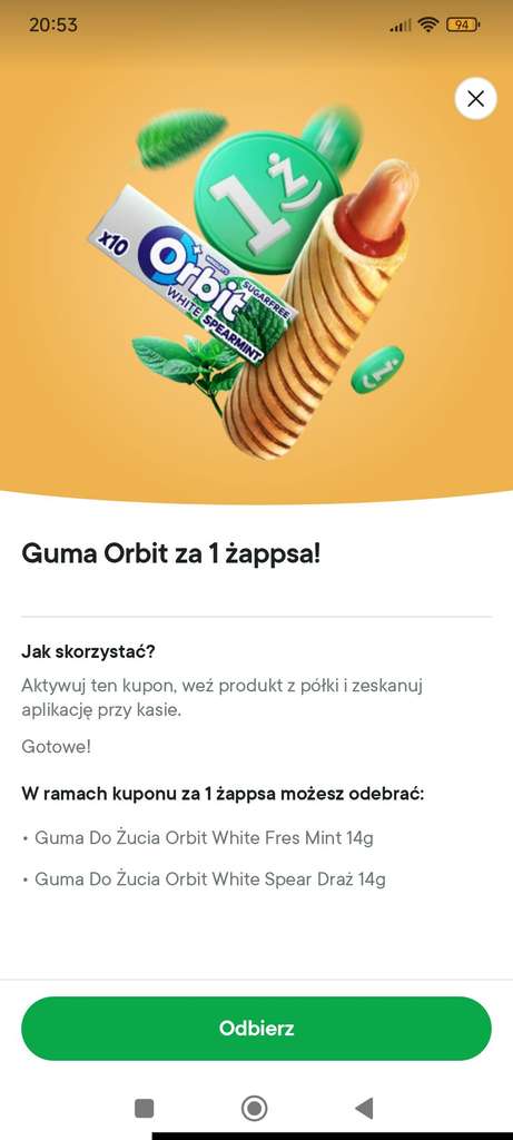 Guma Orbit za 1 żappsa w Żabce - super okazja! | Pepper.pl